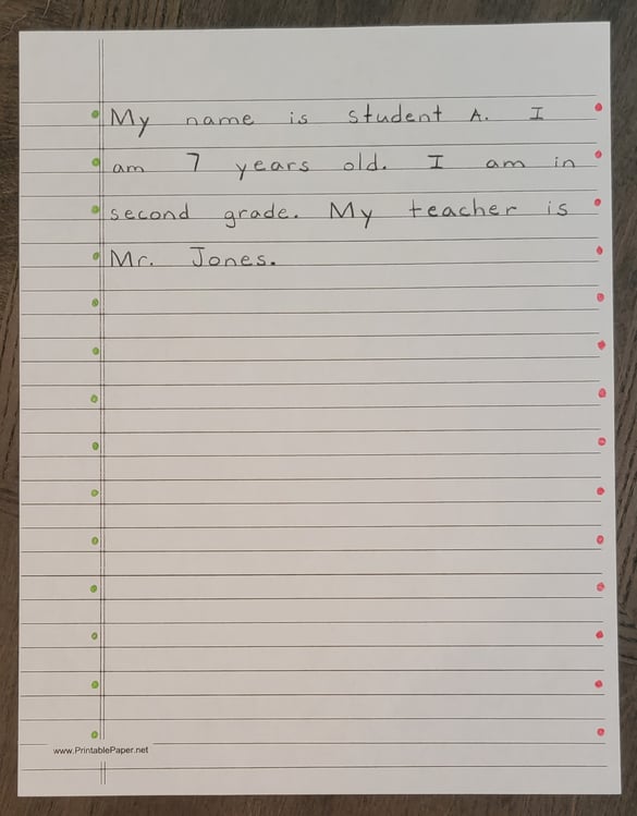 Handwriting Skills: Writing on Single Lines