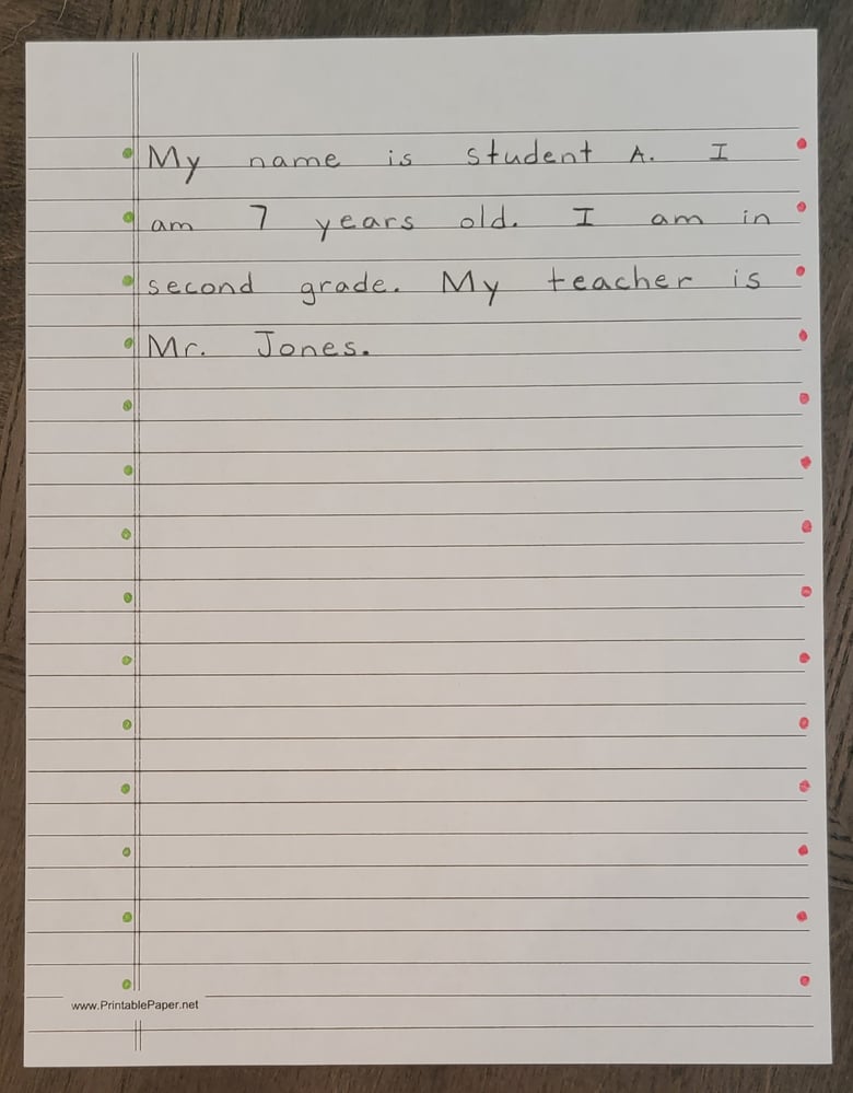 Handwriting Skills: Writing on Single Lines