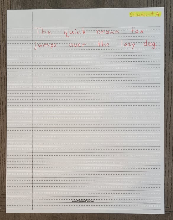 Handwriting Skills: Writing on Single Lines