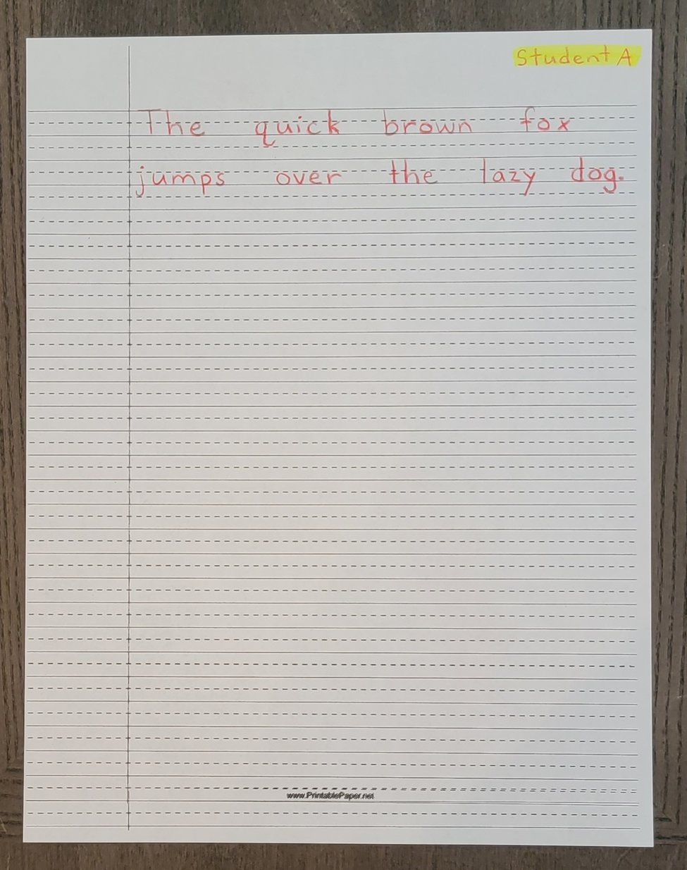 Handwriting Skills: Writing on Single Lines