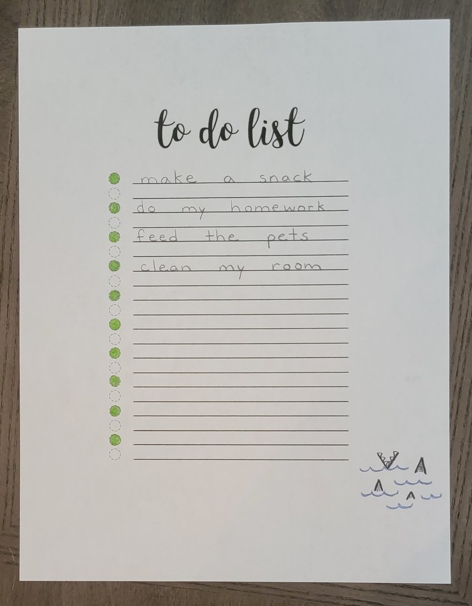Handwriting Skills: Writing on Single Lines